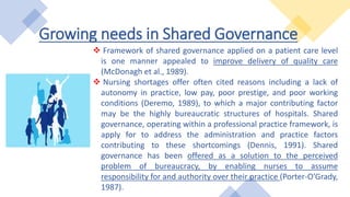Shared Governance: Integrating Nurses Towards Excellence | PPTX
