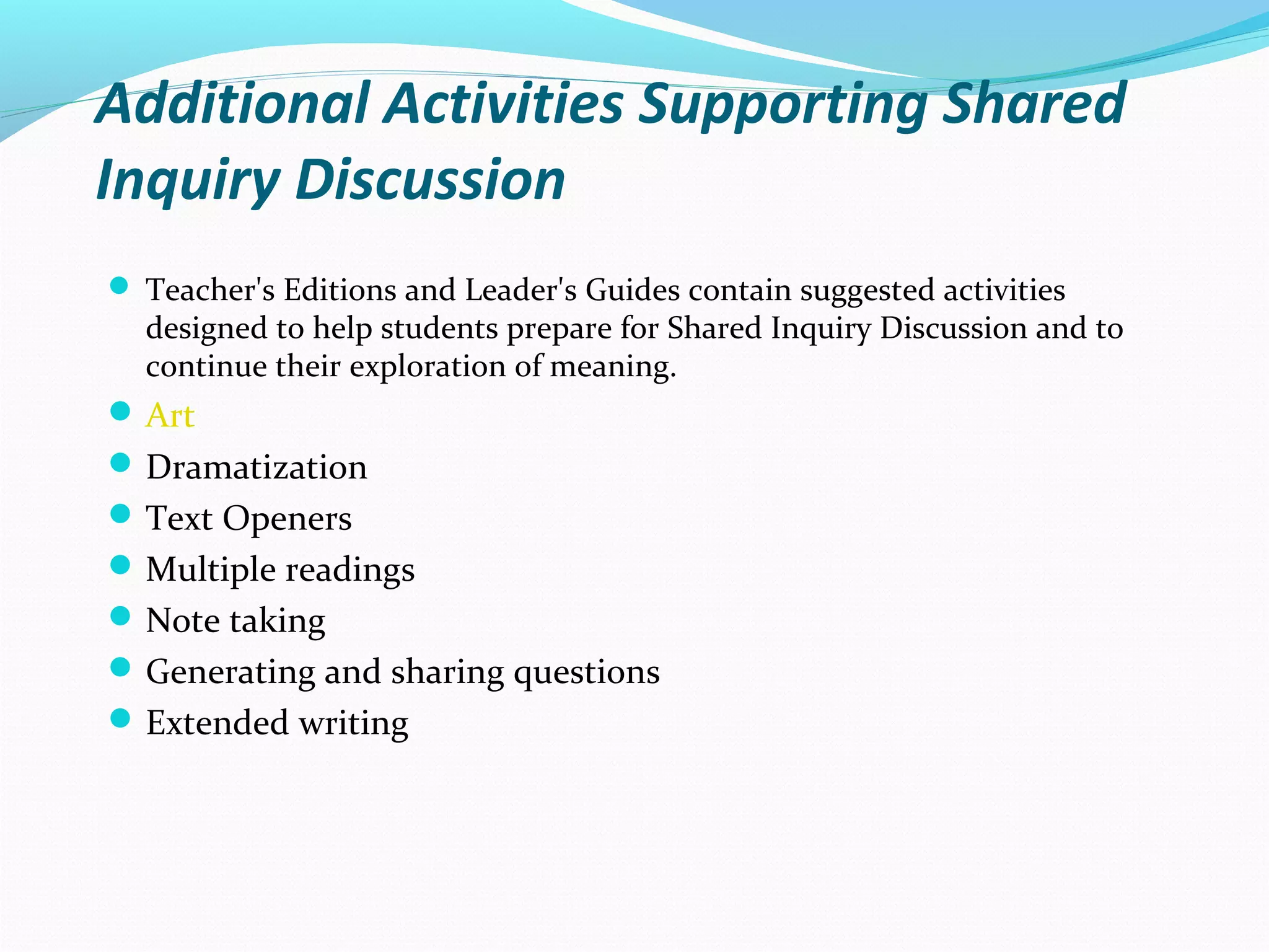 Shared Inquiry Overview | PPT