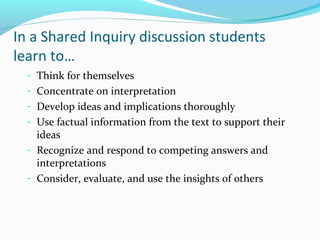 Shared Inquiry Overview | PPT