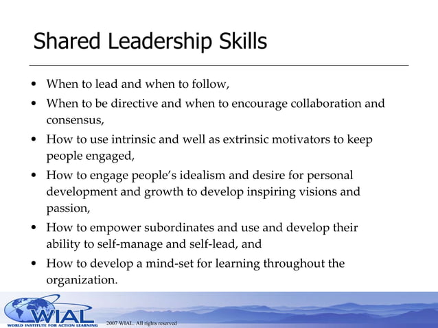 Shared leadership skills | PPT