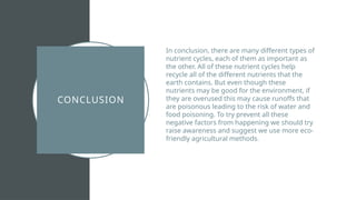 Prominent nutrient cycles and agriculture | PPTX