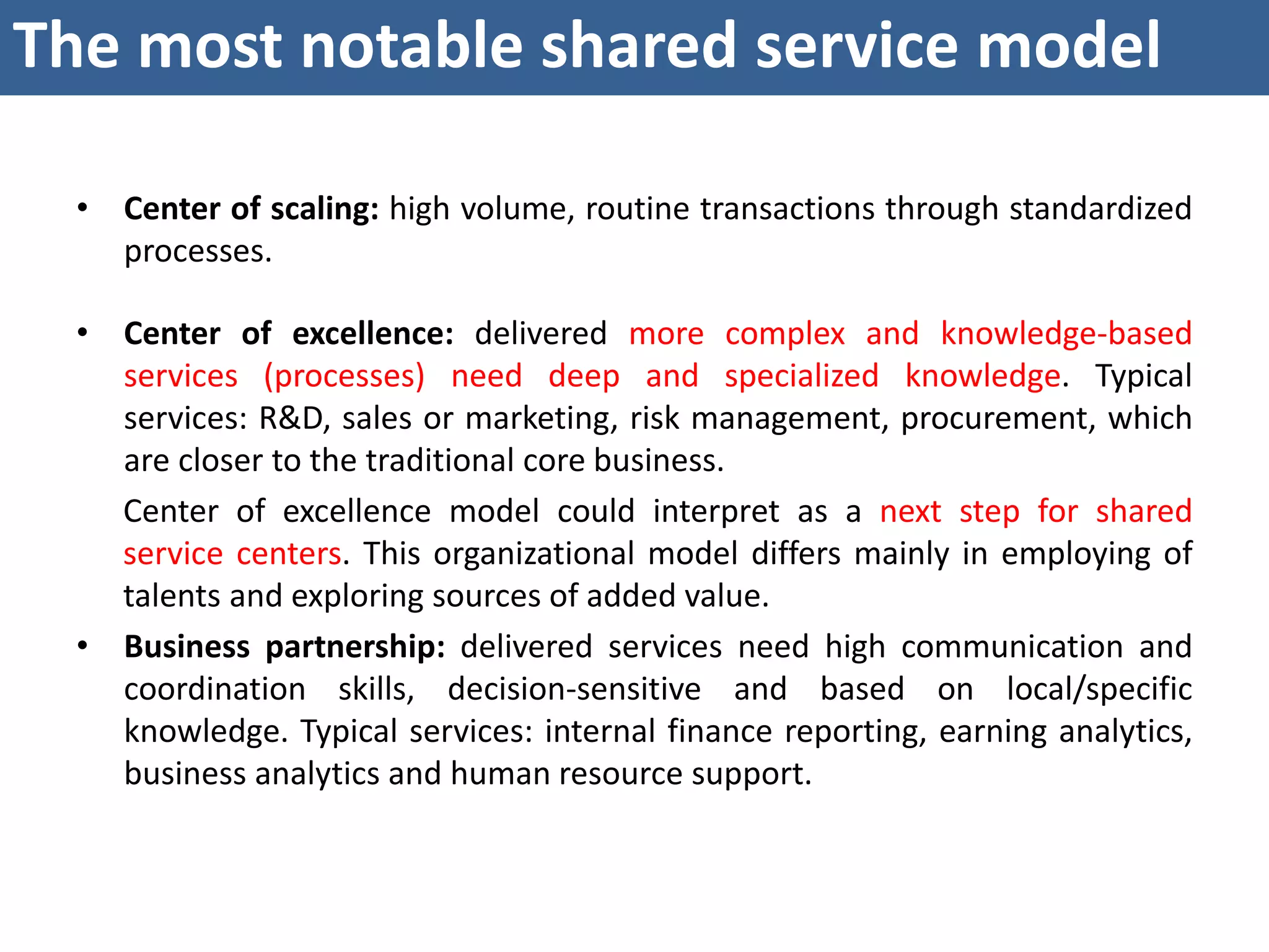 Shared service centers | PPTX