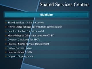 Shared Service Centers - A way of internal outsourcing | PPTX