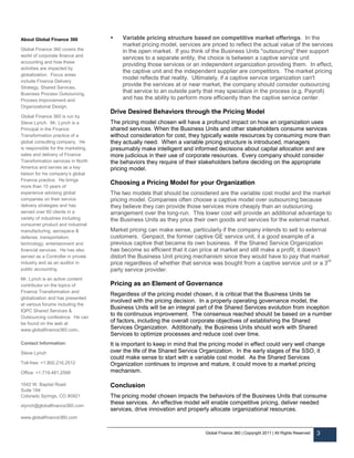 Shared Services Pricing Models - Drive Desired Behavior with the Right Pricing Models | PDF