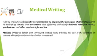 Medical writing as a concept and profile | PPSX