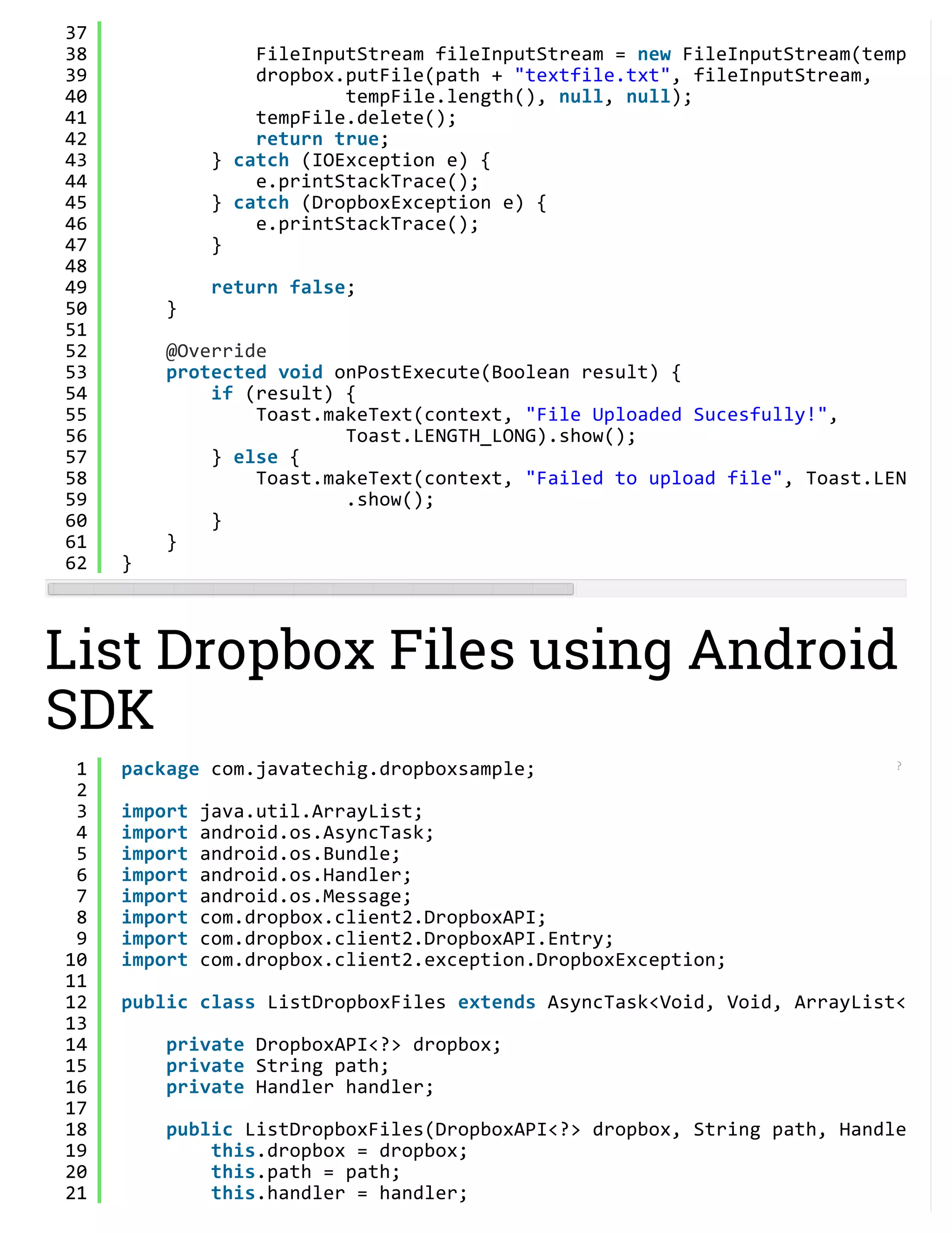 Share file to dropbox in android example | PDF