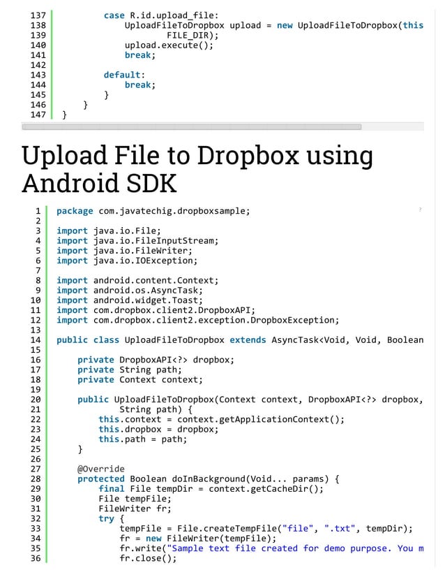 Share file to dropbox in android example | PDF
