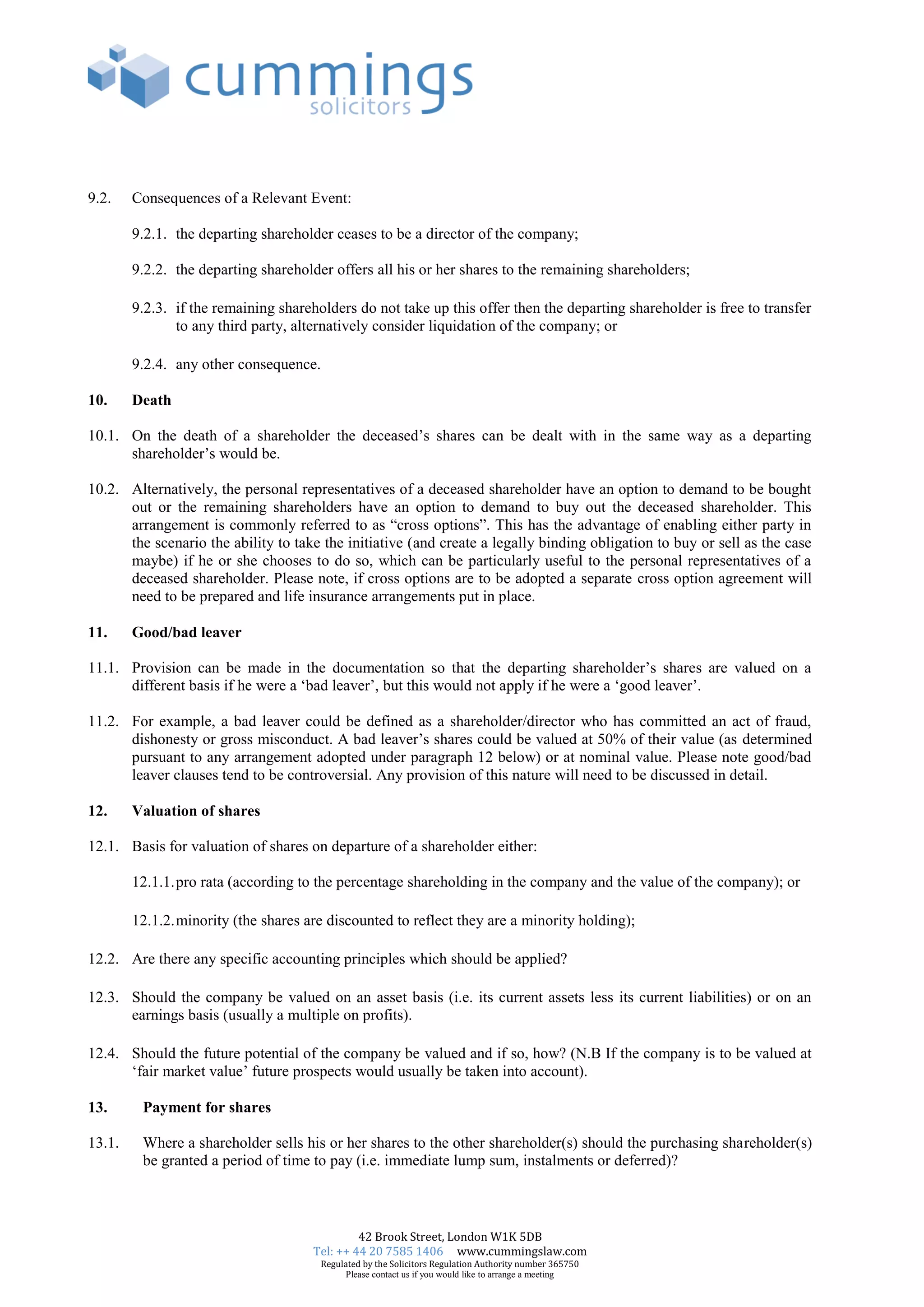 Shareholder agreement questionnaire final 060112 | PDF