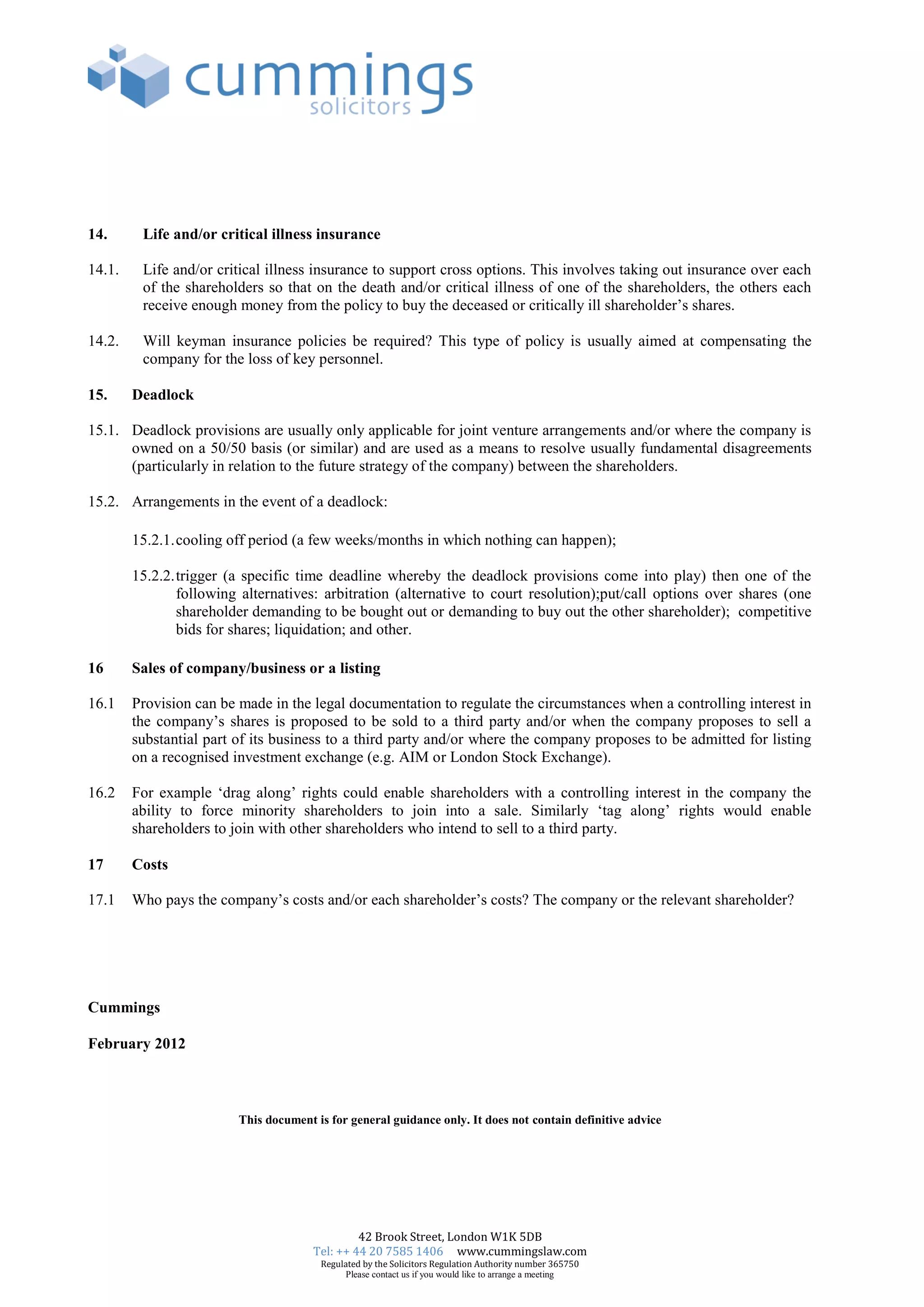 Shareholder agreement questionnaire final 060112 | PDF