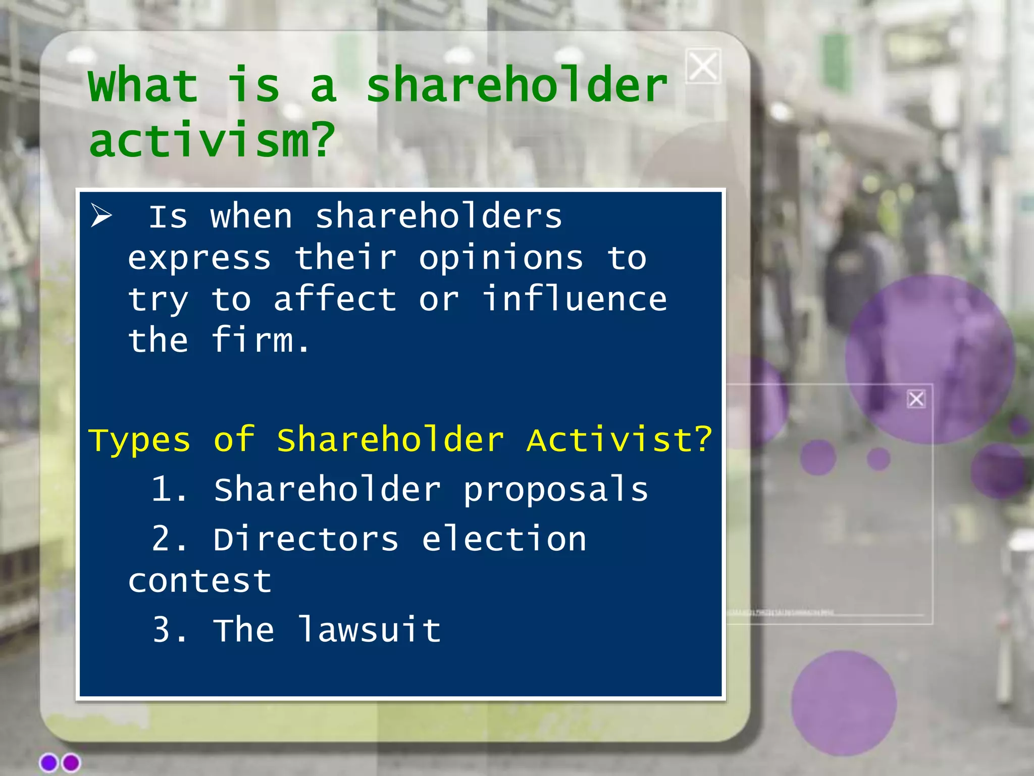Shareholders and shareholder activism | PPTX
