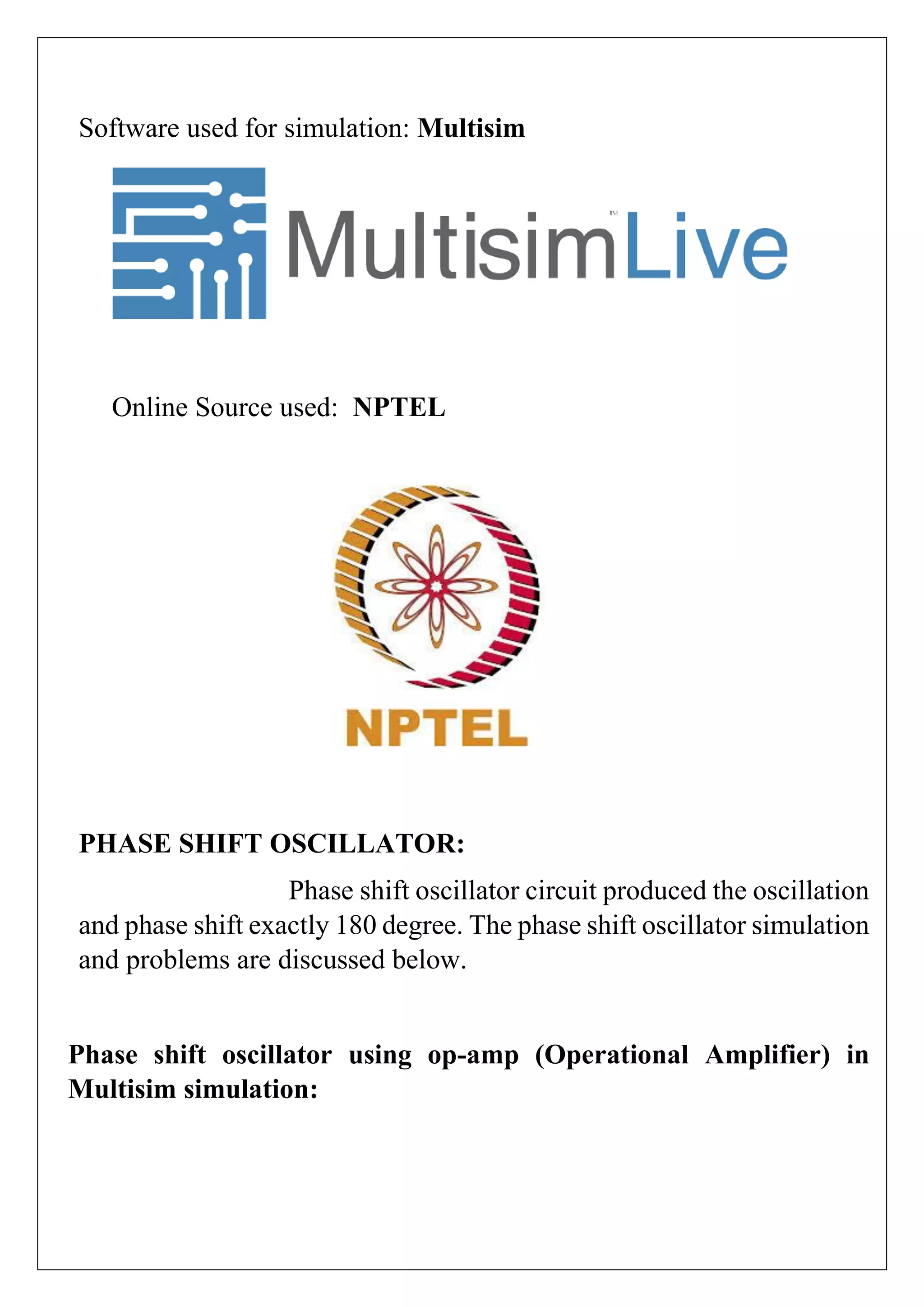 Oscillator Circuit using Multisim Software | PDF