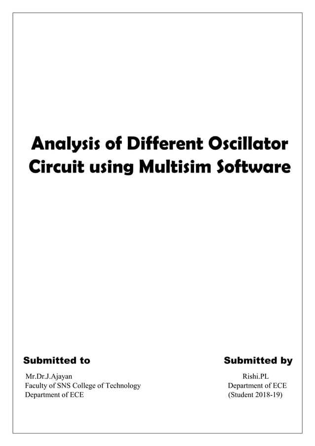 Oscillator Circuit using Multisim Software | PDF | Dance and Electronic ...