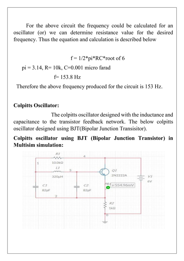 Oscillator Circuit using Multisim Software | PDF | Dance and Electronic ...