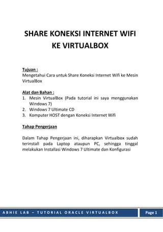 Share Koneksi Internet Wifi ke Mesin Virtualbox di Windows | PDF