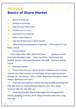 share market courses in pune | PDF