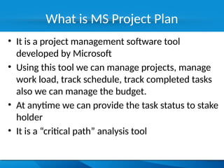 Training on Microsoft Project Plan (created for software Engineeriners ...