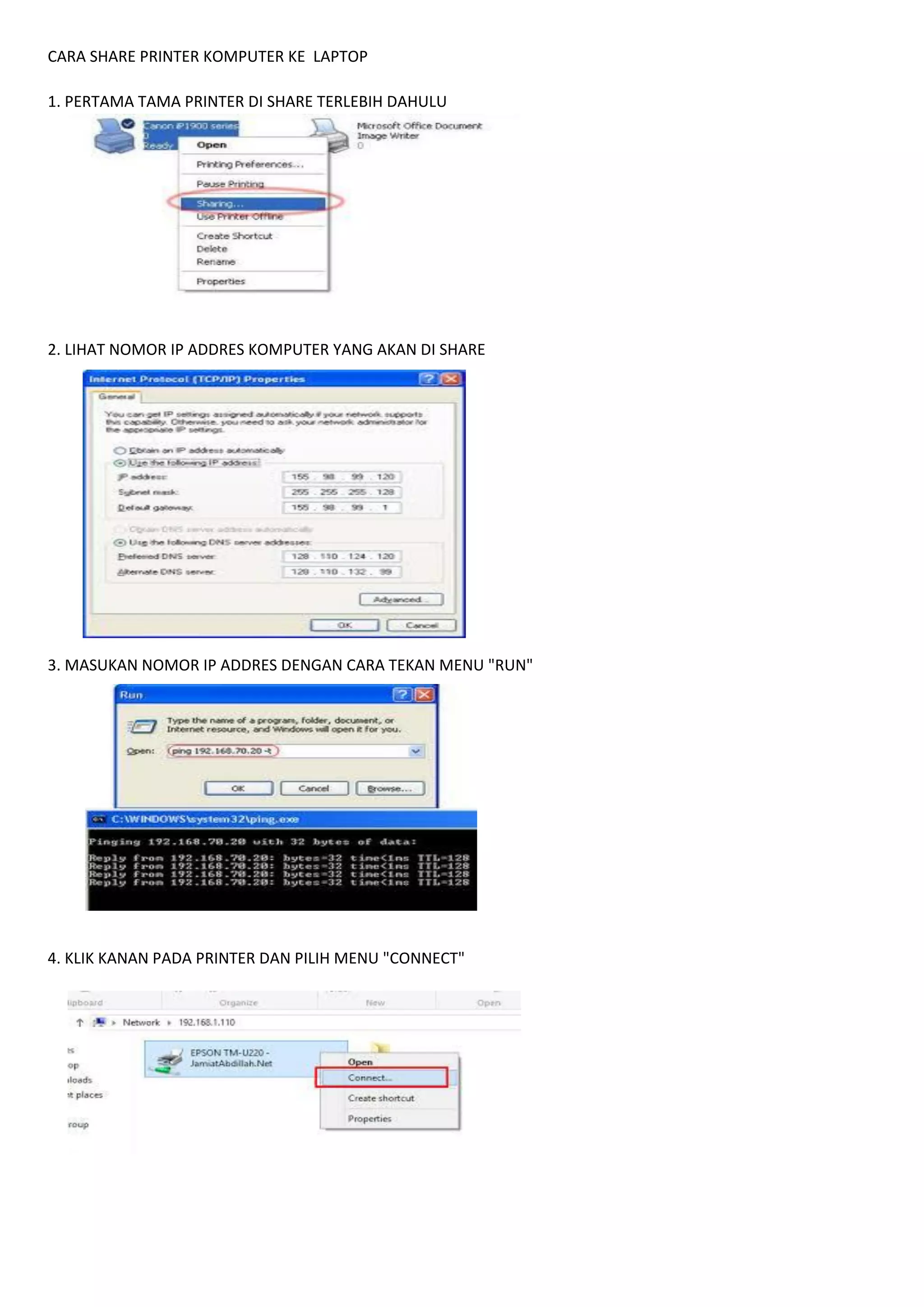 Cara Share nomor ip addres | PDF