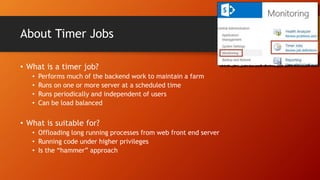 Best Practices for SharePoint Timer Jobs | PPTX | Computing | Technology & Computing