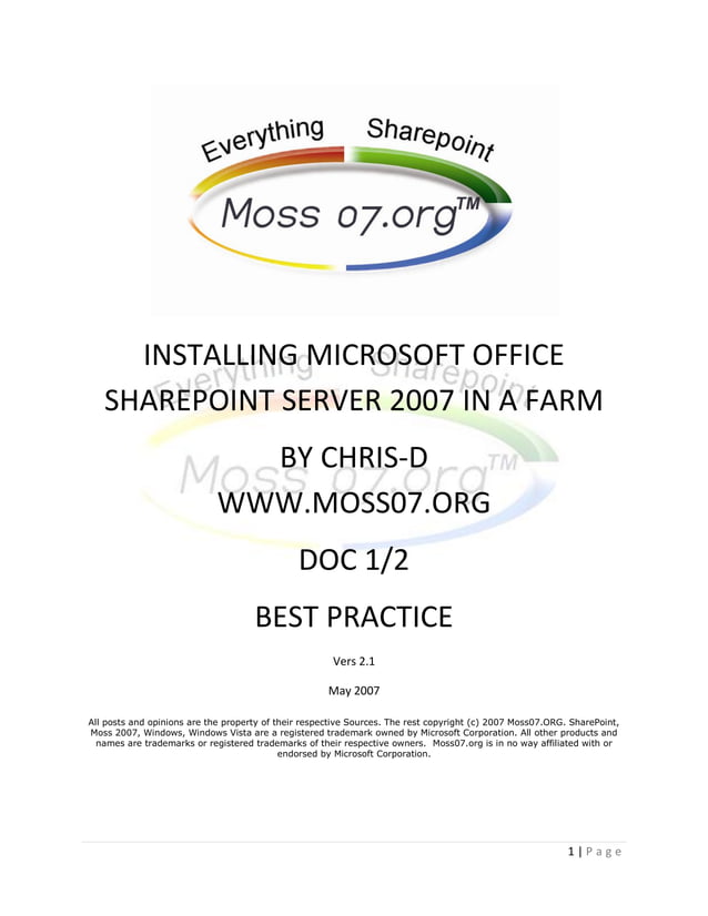 Sharepoint 2007 Install Best Practice Phase 1 | PDF Sharepoint 2007 Install Best Practice Phase 1 | PDF
