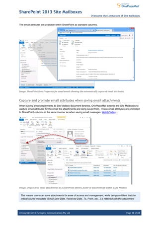 SharePoint 2013 Site Mailboxes - Overcoming the Limitations | PDF