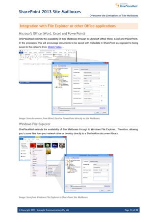 SharePoint 2013 Site Mailboxes - Overcoming the Limitations | PDF