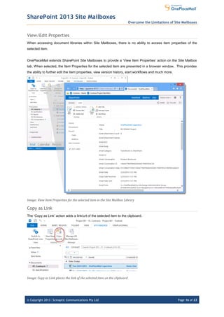 SharePoint 2013 Site Mailboxes - Overcoming the Limitations | PDF