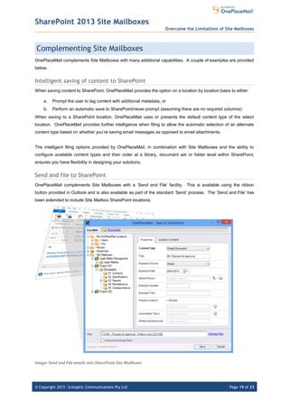 SharePoint 2013 Site Mailboxes - Overcoming the Limitations | PDF