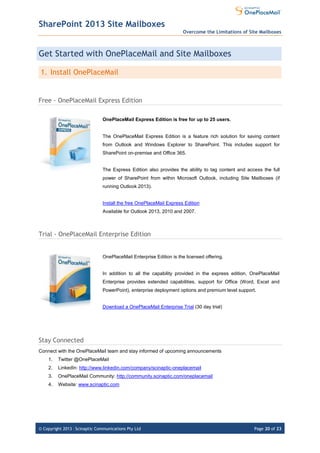 SharePoint 2013 Site Mailboxes - Overcoming the Limitations | PDF
