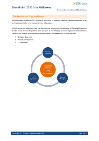 SharePoint 2013 Site Mailboxes - Overcoming the Limitations | PDF