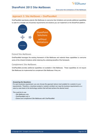 SharePoint 2013 Site Mailboxes - Overcoming the Limitations | PDF