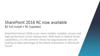SharePoint 2016 RC for the Business | PPT