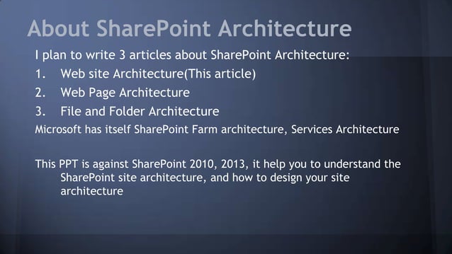 SharePoint architecture-site | PPT
