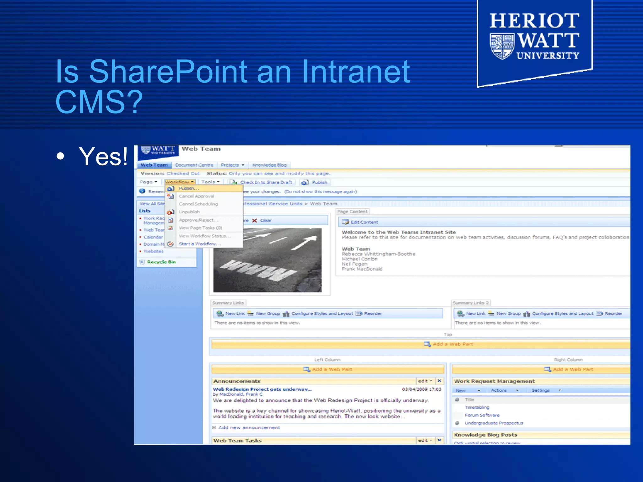 SharePoint - Intranet CMS? | PPT