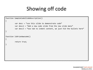 2011 - SharePoint + jQuery | PPT