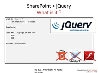 2011 - SharePoint + jQuery | PPT