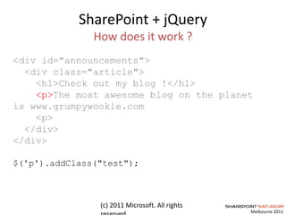 2011 - SharePoint + jQuery | PPT
