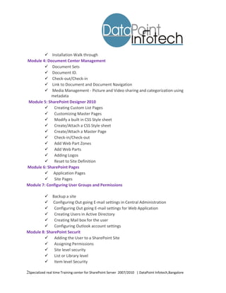 Share point 2010 admin training bangalore | PDF | Web Development ...