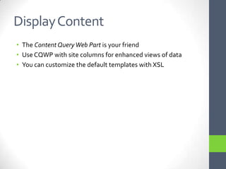 SharePoint 2010 for Devs | PPTX | Desktop Publishing | Computer Software and Applications