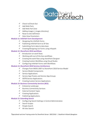 Share point 2010 developer training in bangalore | PDF