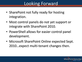 John Burkholder: SharePoint 2010 in a multi tenant and hosted environment-nyc | PPTX