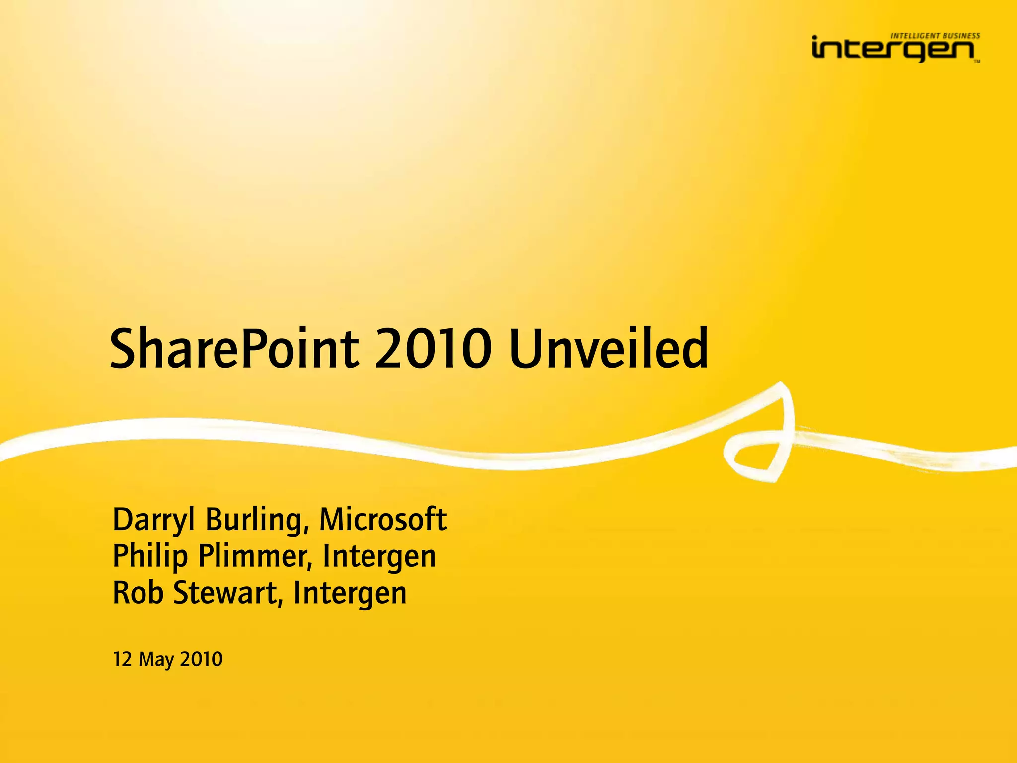 SharePoint 2010 Unveiled (Wellington) | PPT
