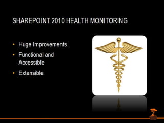 SharePoint 2010 Performance and Health Monitoring | PPTX | Medical Health