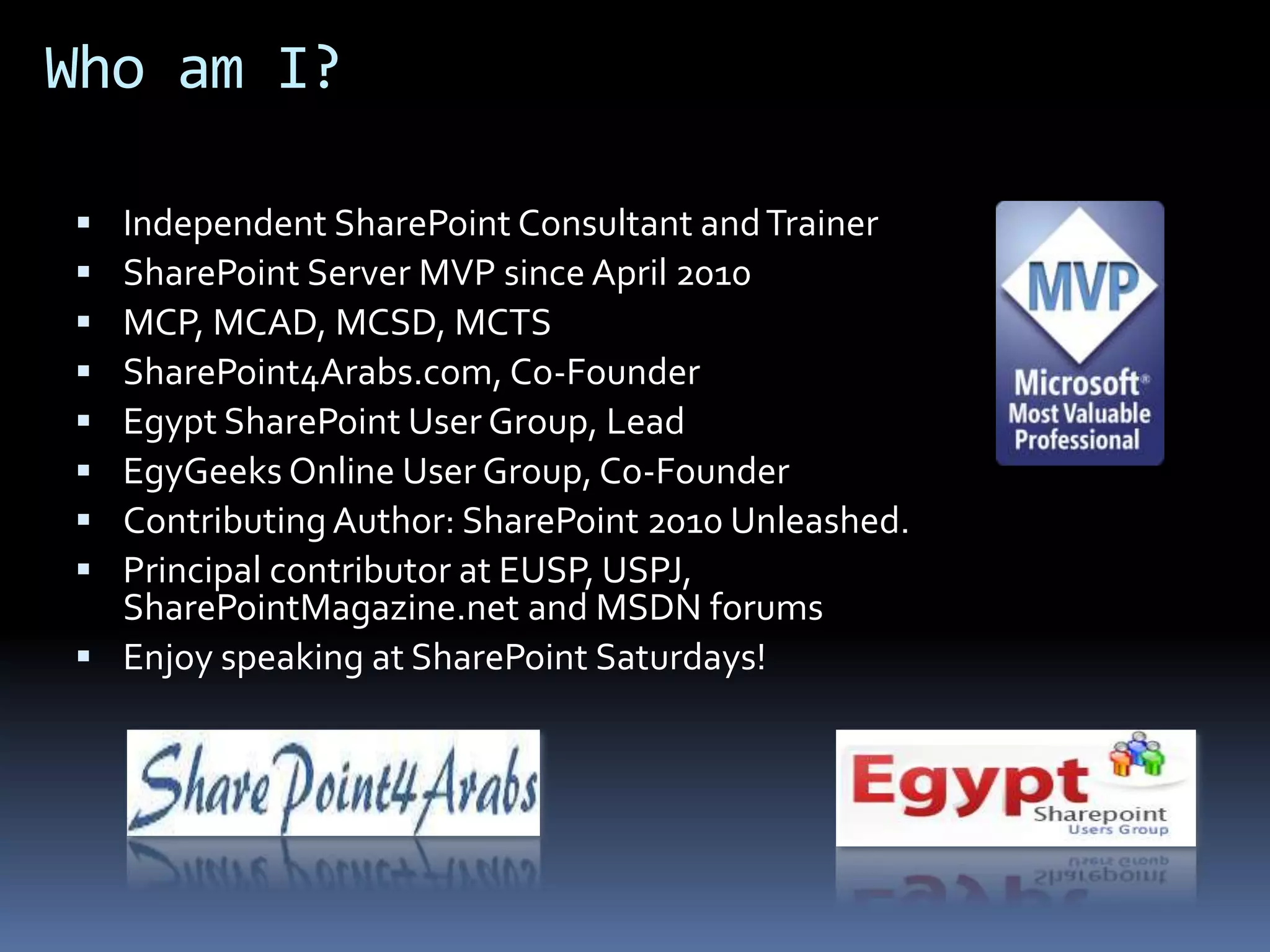 SharePoint 2010 Workflows - Ayman El Hattab | PPTX | Computing | Technology & Computing