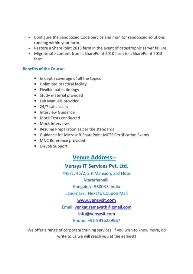 Sharepoint 2013 administration training | PDF