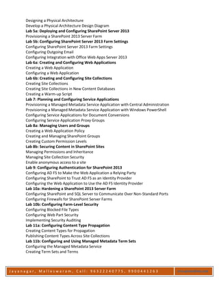 Share point 2013 administrator Training Contents By GITS Academy | PDF