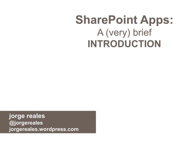 Sharepoint 2013 apps - A very brief introduction | PPTX