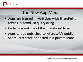 SharePoint 2013 Apps: A Comparison to SharePoint 2010 Web Parts | PPTX | Web Development | Internet