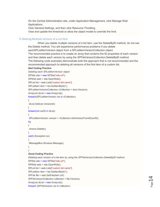 Share point 2013 coding standards and best practices 1.0 | PDF | Free ...