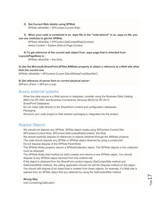 Share point 2013 coding standards and best practices 1.0 | PDF