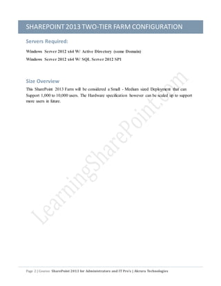 Share point 2013 deployment document | DOCX | Databases | Computer Software and Applications